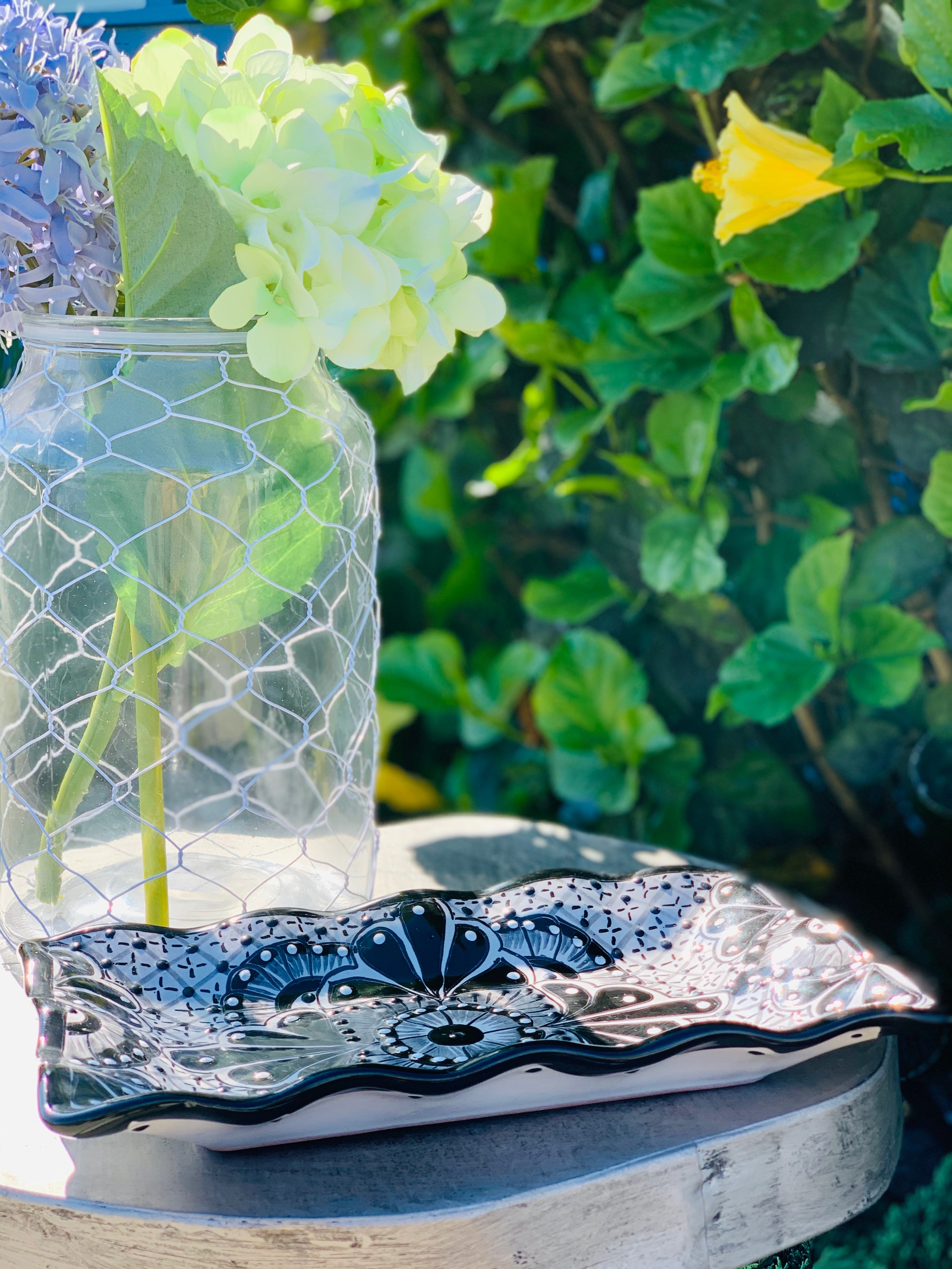 Talavera Poblana Rectangular Platter (Monochromatic Black) – OptimistMade